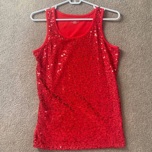 Cherokee | Tops | Red Sequin Tank Top | Poshmark